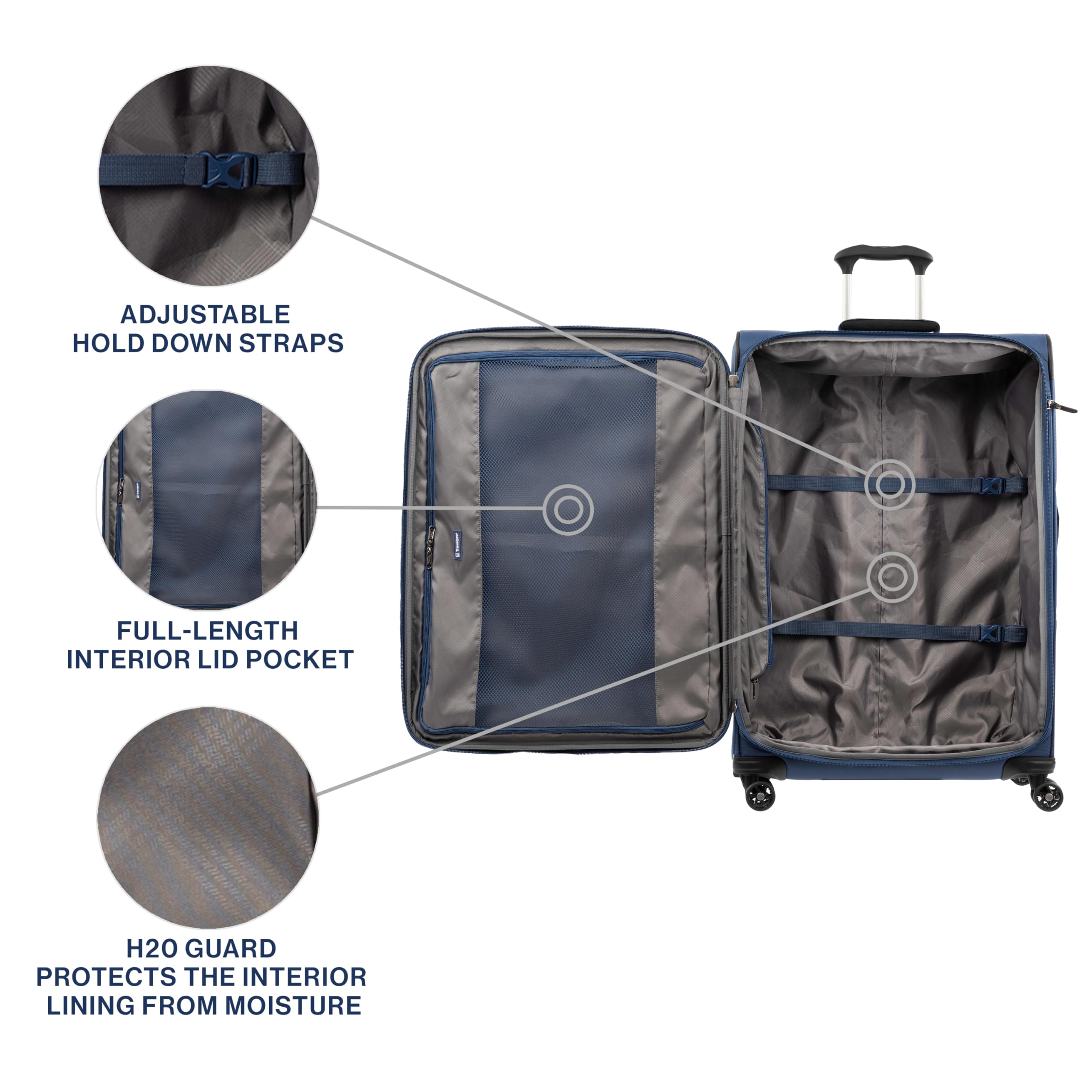 Travelpro Tourlite Softside 29" Expandable Luggage with 4 Spinner Wheels, Lightweight Suitcase, Checked Large, Blue