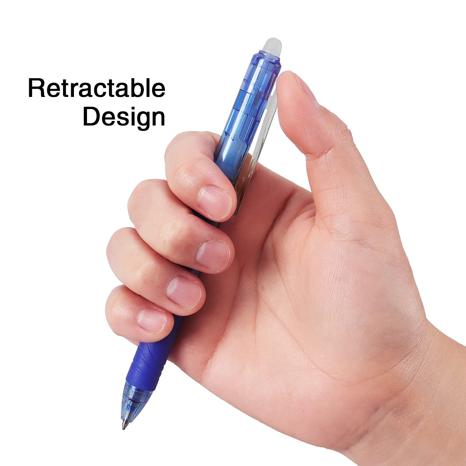 8 Pack Retractable Erasable Gel Pens Clicker Fine Point 0.7mm, Make Mistakes Disappear Comfort Grip for Drawing Writing Planner and School Supplies, Black and Blue Color Inks