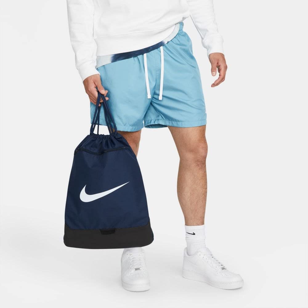 Nike Brasilia 9.5 Training Gym Sack, Midnight Navy/Black/White, Medium