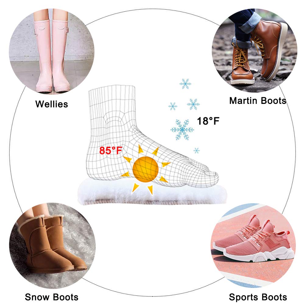 Bacophy 2 Pairs Genuine Thick Sheepskin Fleece Insoles for Women, Premium Warm Fluffy Wool Replacement Cozy Breathable Inner Soles for Shoes Boots Slippers Women Size 7