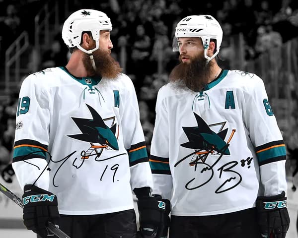 Ikonic Fotohaus Joe Thornton Brent Burns Signed Photo Autograph Print Wall Art Home Decor