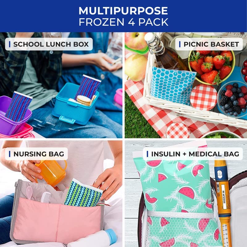 Thrive Ice Packs for Lunch Bags (4-Pack) - Reusable Soft Gel for Camping, Beach, Picnics, Injuries, and Cooler