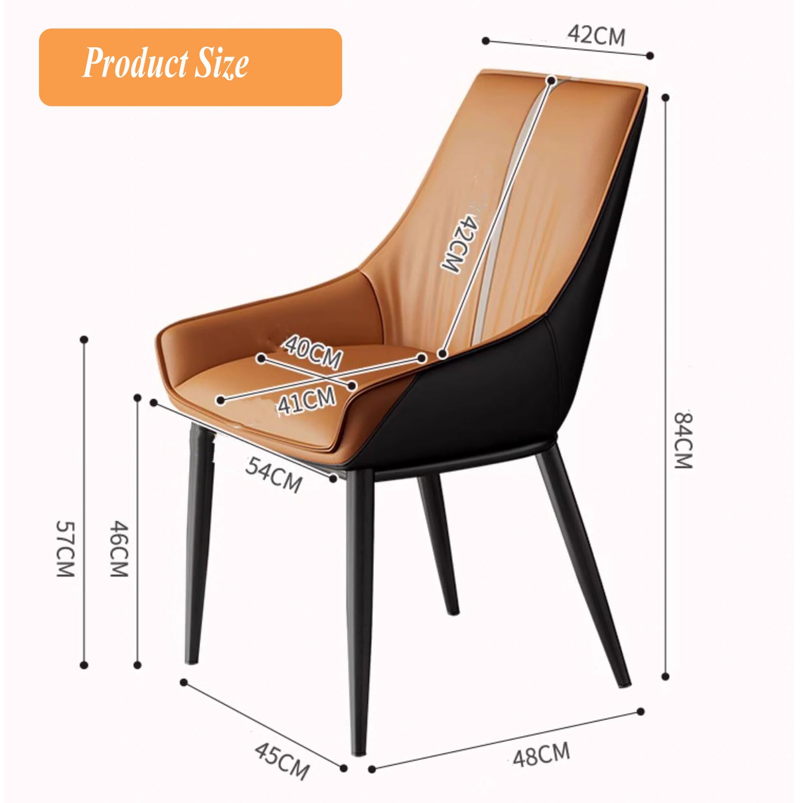 RUANLOV Contemporary Kitchen & Dining Room Chairs with Arms, Modern Minimalist Restaurant Chair, Elegant Kitchen Chairs, PU Leather Cushion and Metal Legs Bar Chairs (C)