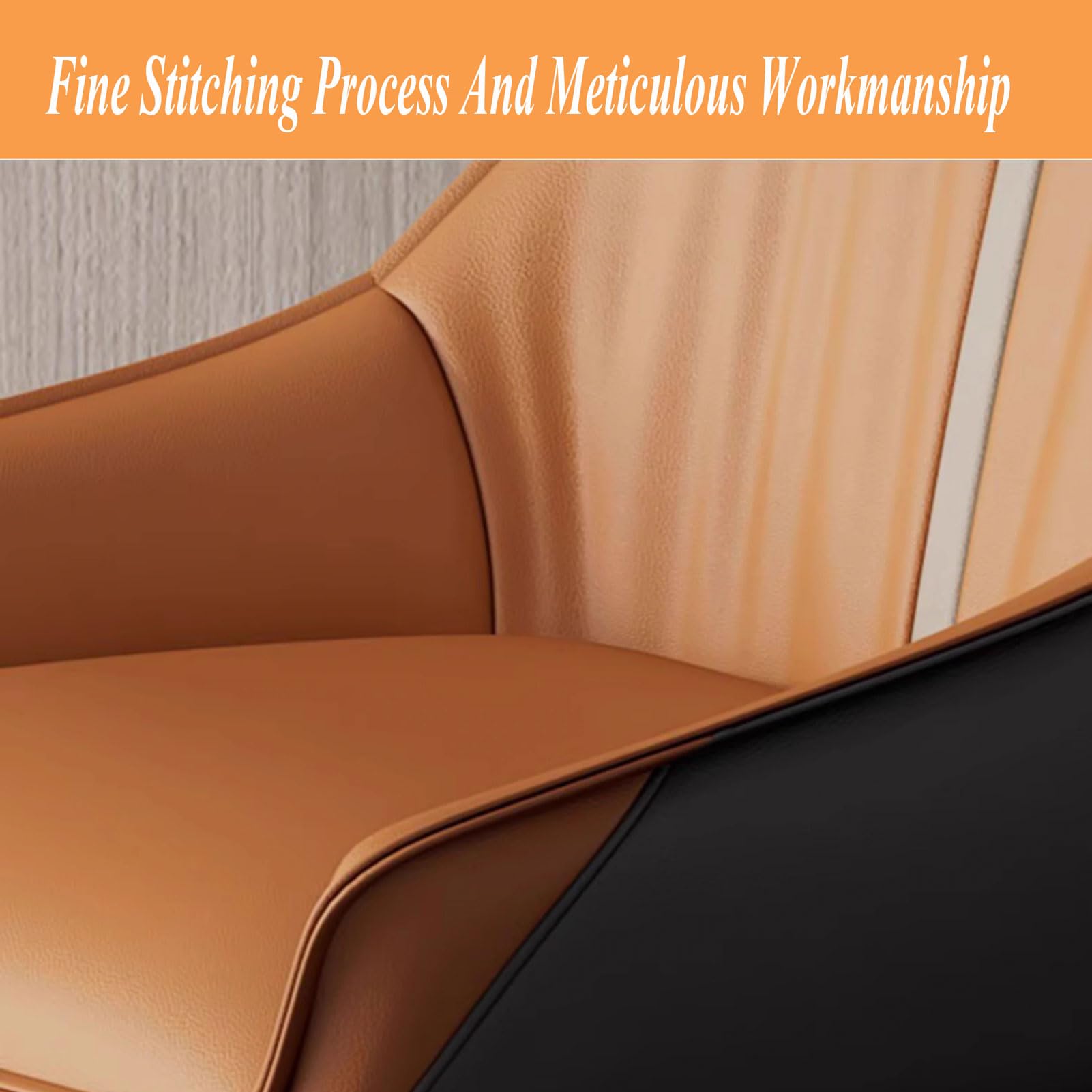RUANLOV Contemporary Kitchen & Dining Room Chairs with Arms, Modern Minimalist Restaurant Chair, Elegant Kitchen Chairs, PU Leather Cushion and Metal Legs Bar Chairs (C)