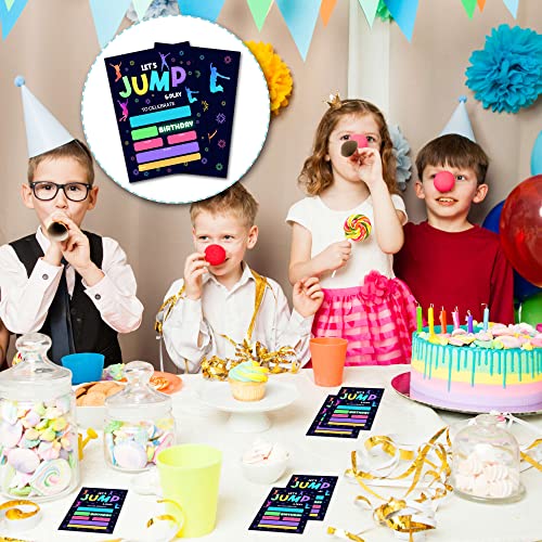 Trampoline Bounce House Birthday Party Invitation,Let'S Jump & Play Invitations With Envelopes(4" X 6"),Firework Background Teens Fill-In Birthday Party Personalized Invites For Boys & Girls-a09