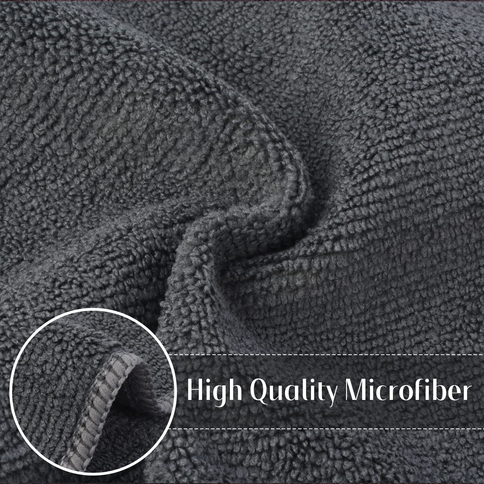 SINLAND Microfiber Cleaning Cloth Rag Super Absorbent Kitchen Dish Cloths Quick Dry No Streak Dish Rags Glass Cloths 12inchx12inch 12 Pack Grey