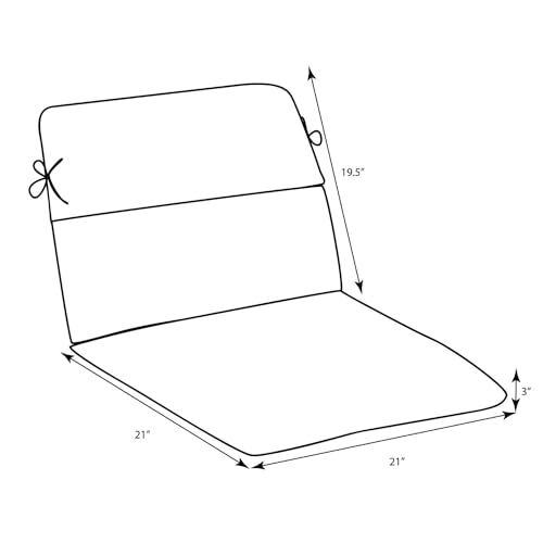 Pillow Perfect Remi Solid Indoor/Outdoor One Piece Chair Cushion Deep Seat, Weather and Fade Resistant, Round Corner - 40.5" x 21", Grey