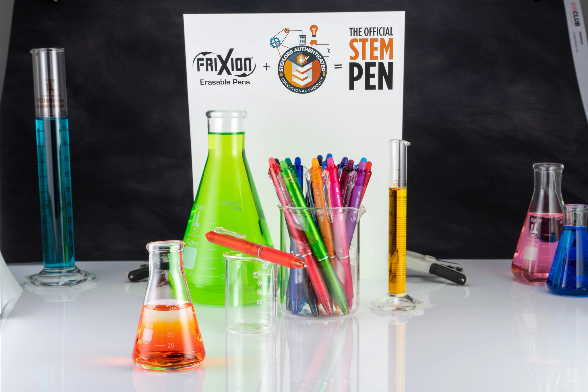 Pilot, FriXion Clicker Erasable Gel Pens, Fine Point 0.7 mm, Tub of 36, Black, Blue & Red