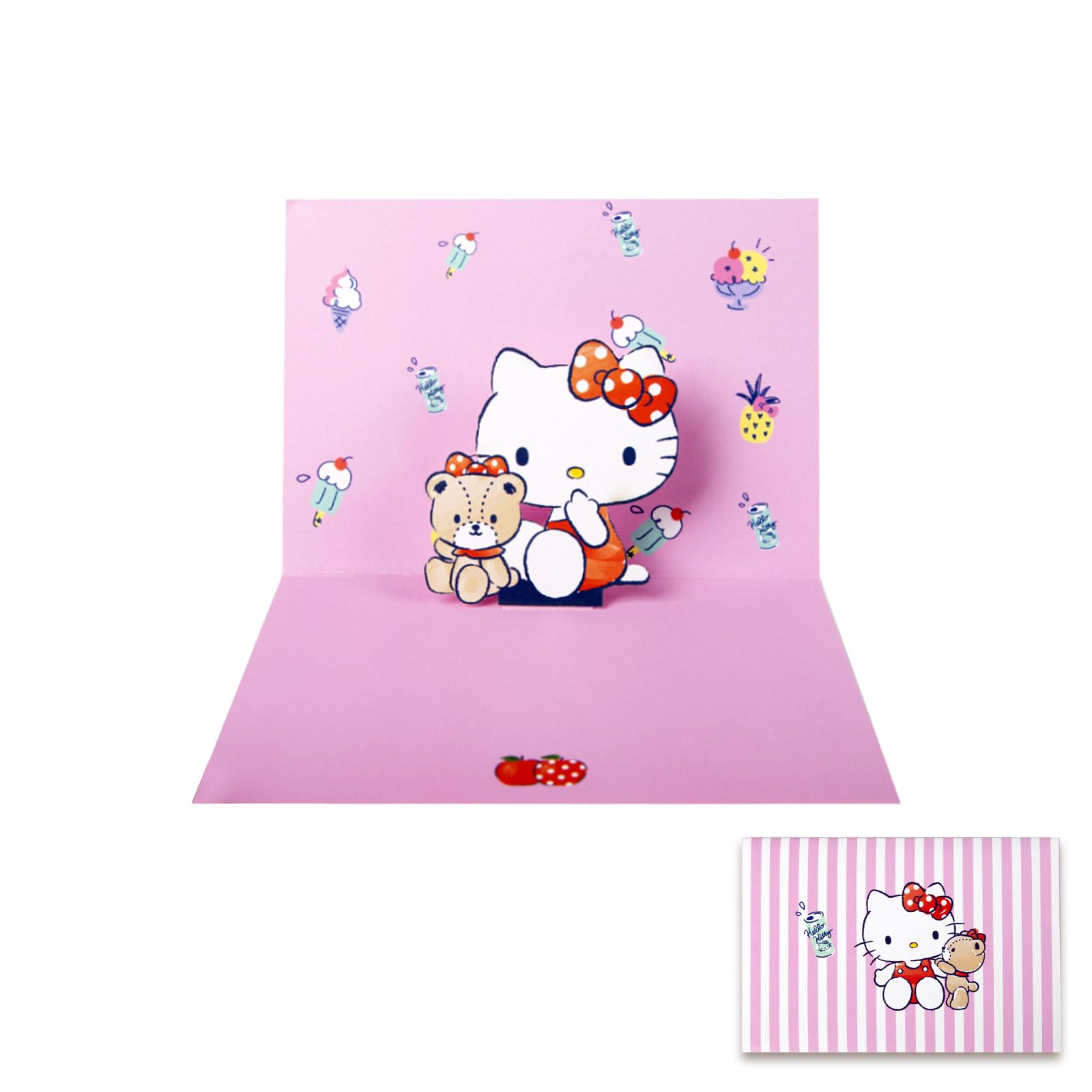 GLALY Cute Birthday Card - Funny Cat Birthday Card Pink 3D Cartoon Cat Greeting Cards for Kids Girls Birthday Gifts