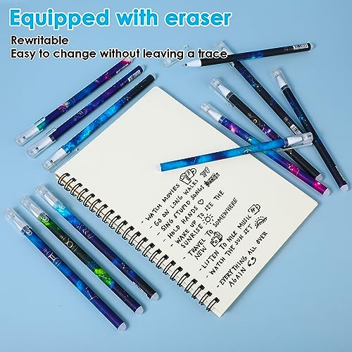 cobee 12PCS Constellation Erasable Gel Pens, 0.5mm Fine Point Gel Ink Pens, Smooth Writing for School Office Home