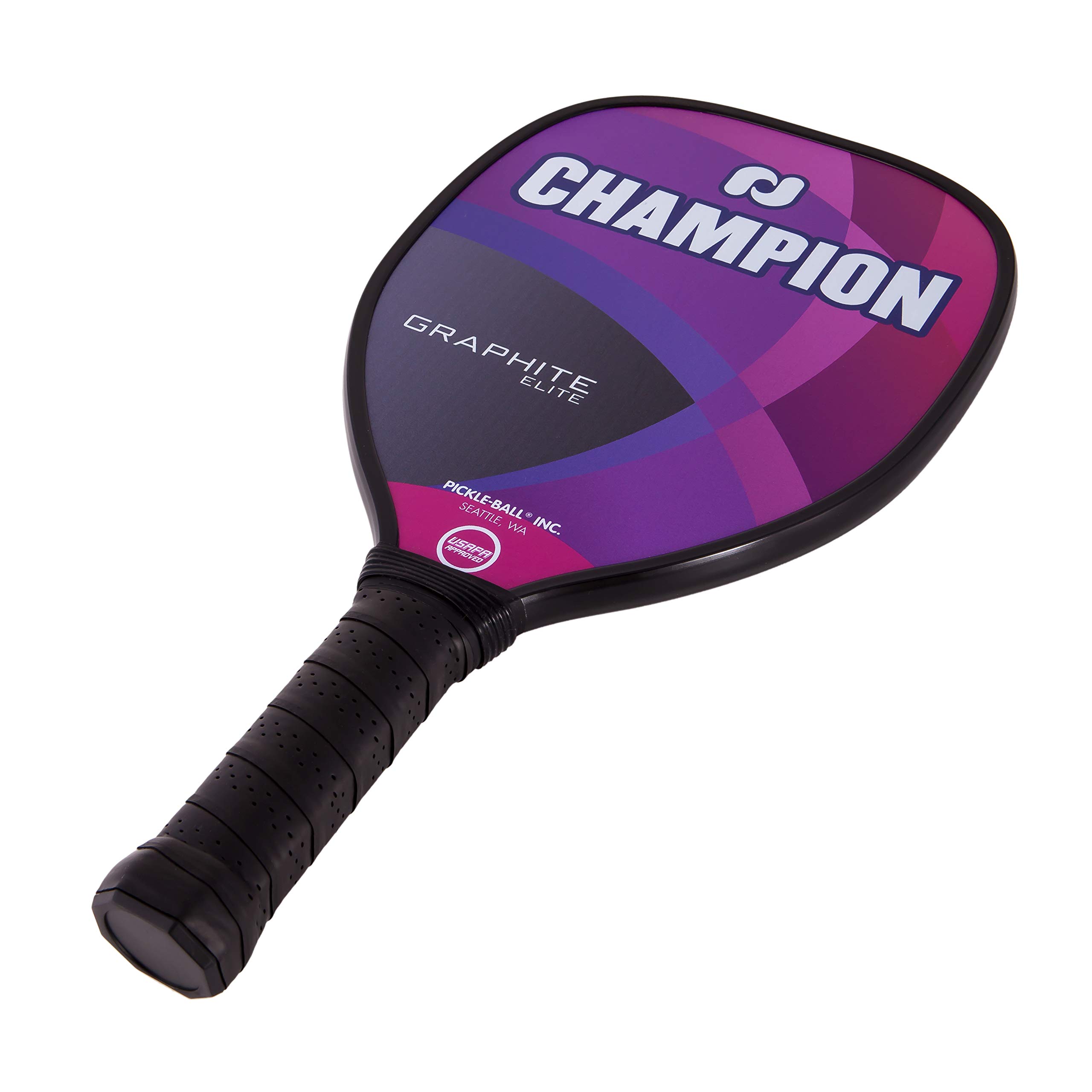 Pickleball, Inc. Champion Graphite Elite Pickleball Paddle | Elite Teardrop Speed & Reaction Shape | Standard Grip | Polymer Honeycomb Core and Graphite Face | Purple