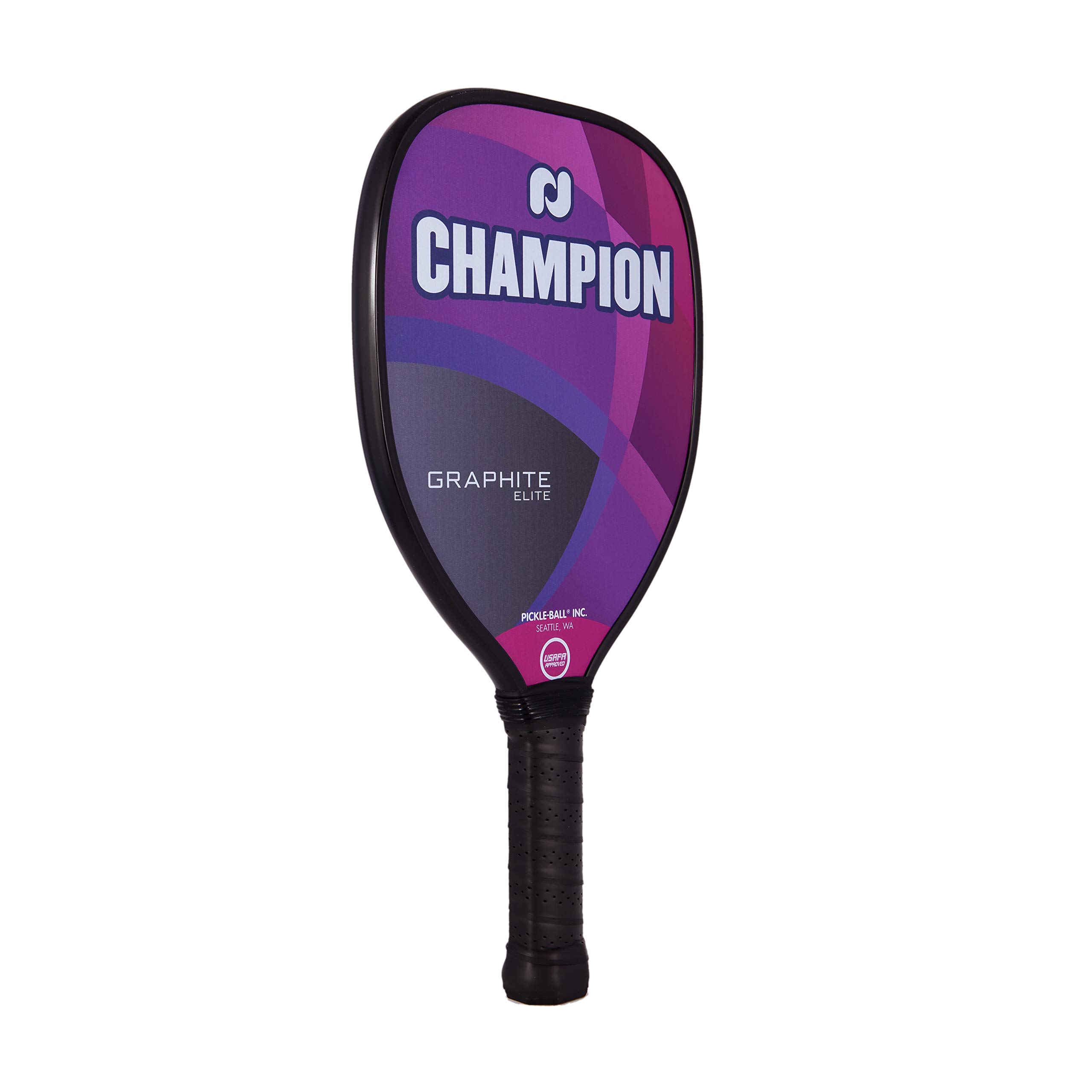 Pickleball, Inc. Champion Graphite Elite Pickleball Paddle | Elite Teardrop Speed & Reaction Shape | Standard Grip | Polymer Honeycomb Core and Graphite Face | Purple