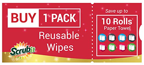 SCRUBIT Reusable Handy Wipes – Cleaning Cloth for House and Office - Dish Cloths for Washing Dishes - Multi Purpose Cleaning Towels (12 x 20 in) 24 Pack