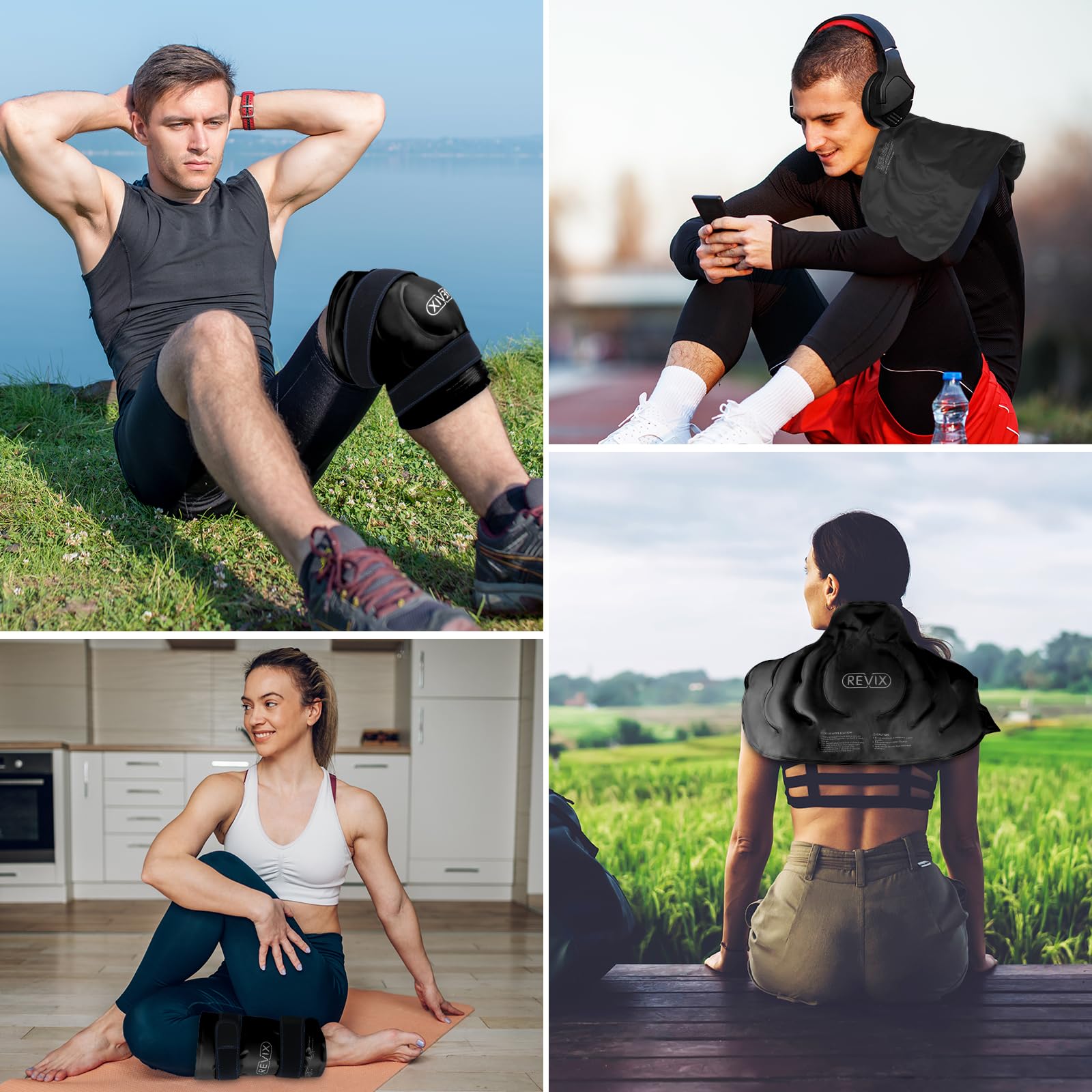 REVIX 20'' XXXL Reusable Ice Knee Wrap for Discomfort Reduction, Cold Therapy Gel Pack for Knee, Back, Shoulder Relaxation and Post-Workout Recovery, Soft Plush Lining Cold Pack