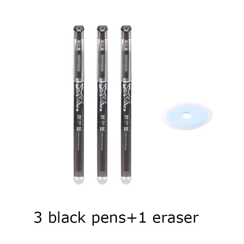 3Pcs Erasable Pens 0.5mm Black Ink Pen Refill Set for School Supplies Student Writing Exam Stationery Pens
