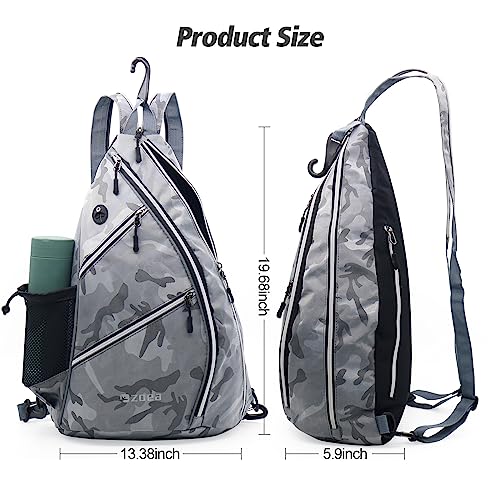 ZOEA Pickleball Bag, Adjustable Pickleball Bag with Water Bottle Holder, Pickleball Paddle Backpack for Men and Women (Camouflage Grey)