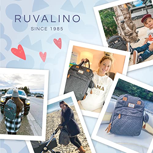 Diaper Bag Backpack, RUVALINO Neutral All-in-One Baby Bags for Boy Girl, Multifunction Large Travel Backpack with Portable Changing Pad, Stroller Straps, Pacifier Case and Insulated Pockets, Dark Gray