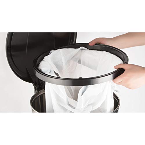 NINESTARS TTT-45-8 Automatic Tap Sensor Trash Can, 12 Gal 45L, Stainless Steel Base (Round, Black Lid)