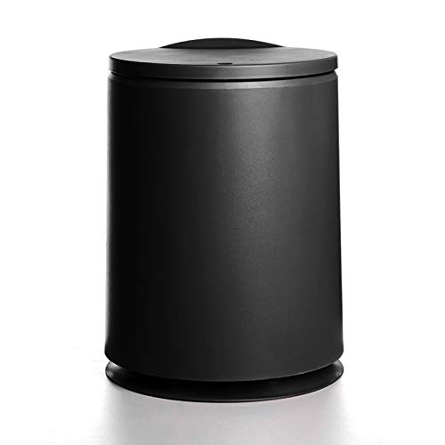 HANAMYA 10 Liter / 2.6 Gallon Cylindrical Trash Can with Press Top Lid, Round Garbage Bin, for Home, Office, Bathroom, Black