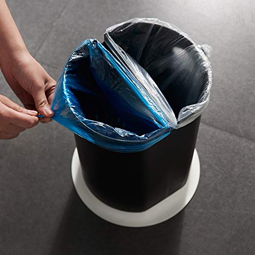 HANAMYA 10 Liter / 2.6 Gallon Cylindrical Trash Can with Press Top Lid, Round Garbage Bin, for Home, Office, Bathroom, Black