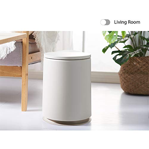 HANAMYA 10 Liter / 2.6 Gallon Cylindrical Trash Can with Press Top Lid, Round Garbage Bin, for Home, Office, Bathroom, Black