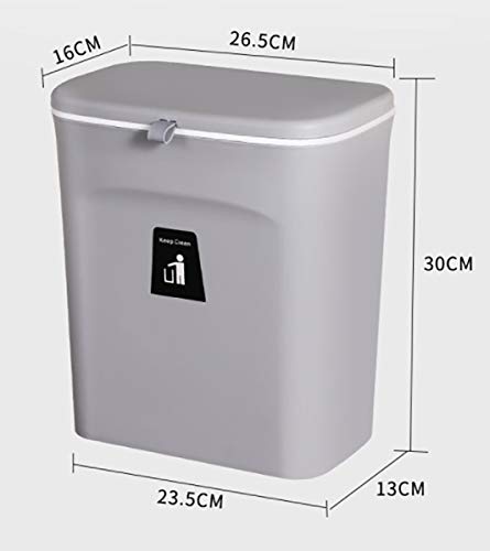 Waste Container Hanging Trash Can, Wall Mount bin with lid, Kitchen Cabinet Door, Bathroom, bar top, Double Action lid