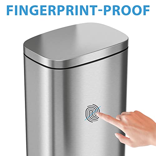 iTouchless SoftStep 8 Gallon Step Trash Can with Odor Control System & Removable Inner Bucket, Stainless Steel 30 Liter Pedal Garbage Bin for Office, Home and Kitchen