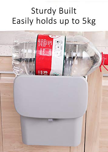 Waste Container Hanging Trash Can, Wall Mount bin with lid, Kitchen Cabinet Door, Bathroom, bar top, Double Action lid