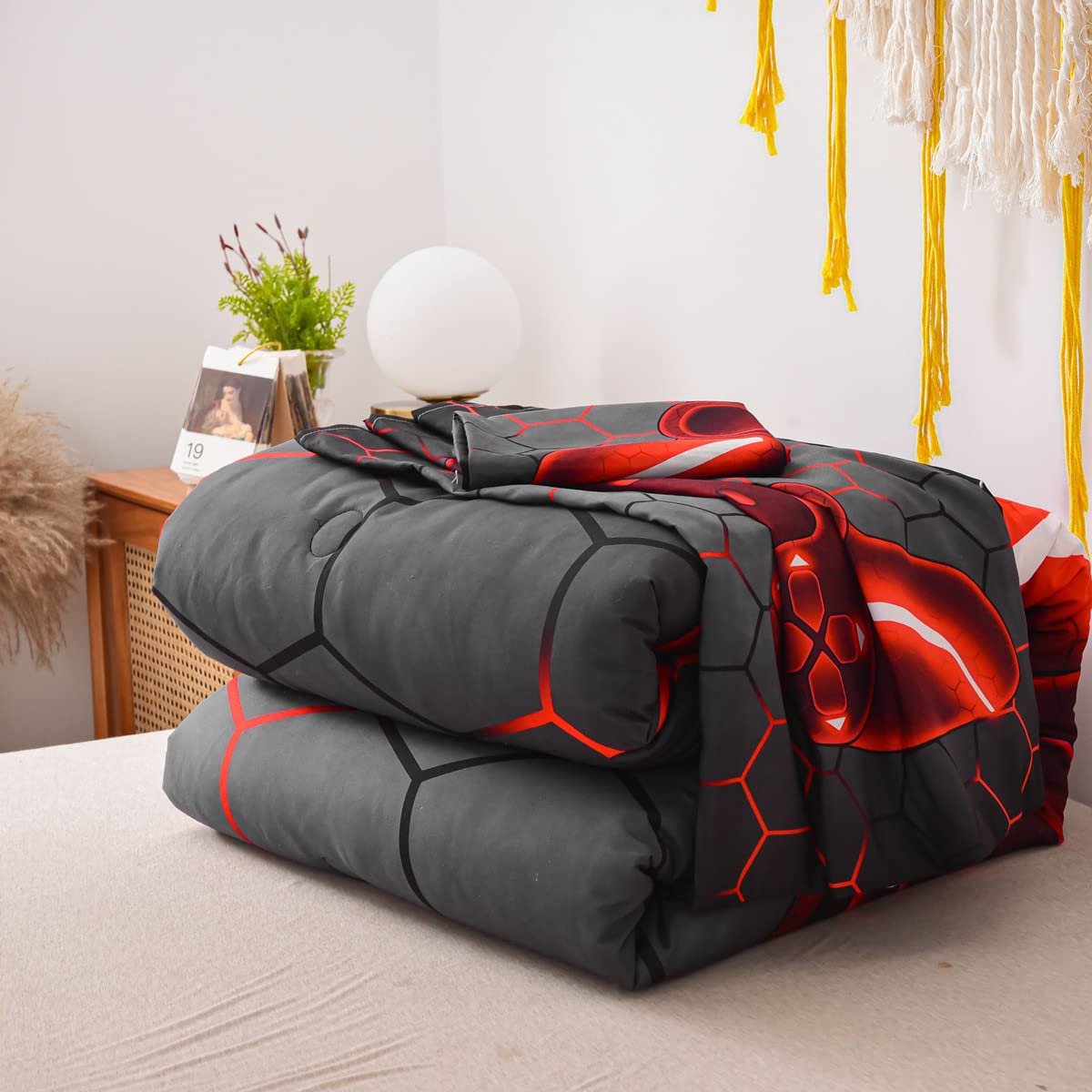 NTBED Game Console Comforter Set for Boys Girls Kids Geometric Lightweight Microfiber Bedding Sets (red, Twin)