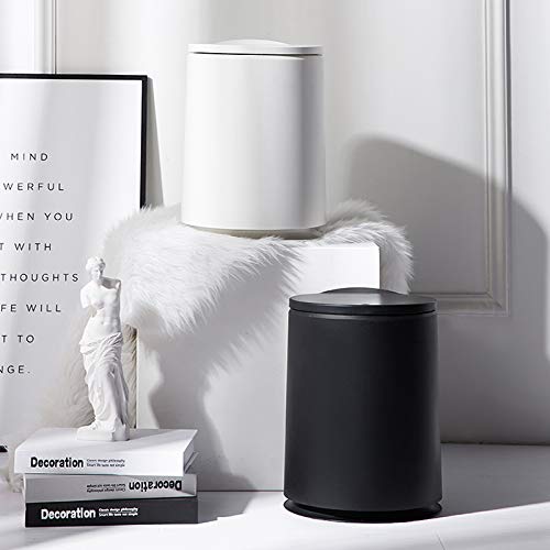 HANAMYA 10 Liter / 2.6 Gallon Cylindrical Trash Can with Press Top Lid, Round Garbage Bin, for Home, Office, Bathroom, Black