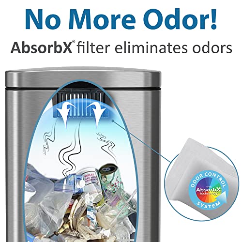 iTouchless SoftStep 8 Gallon Step Trash Can with Odor Control System & Removable Inner Bucket, Stainless Steel 30 Liter Pedal Garbage Bin for Office, Home and Kitchen