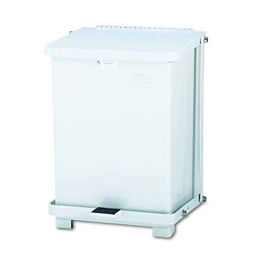Rubbermaid Commercial ST7EWHPL Defenders Biohazard Step Can, Square, Steel, 7gal, White