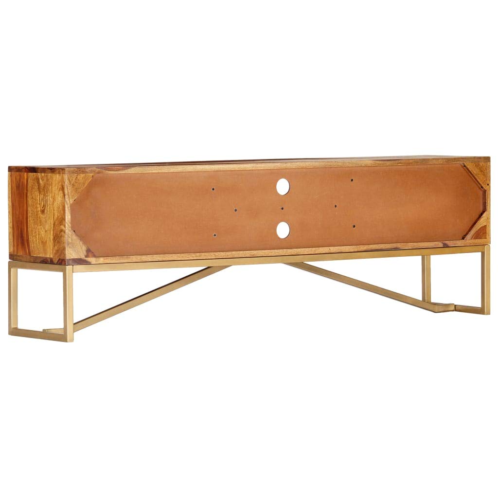 Mid-Century Modern TV Stand 2 Drawers Media Storage Cabinet Shelves Large Lowboard Sideboard Vintage Retro Console Unit Metal Legs Industrial Style Solid Wood, Multi