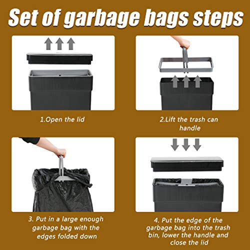 Vnewone 13 Gallon Trash Can Touch Free Automatic for Home, Kitchen, and Bathroom Garbage Plastic High-Capacity Garbage Can,Black