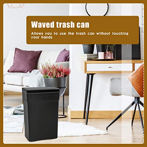 Vnewone 13 Gallon Trash Can Touch Free Automatic for Home, Kitchen, and Bathroom Garbage Plastic High-Capacity Garbage Can,Black