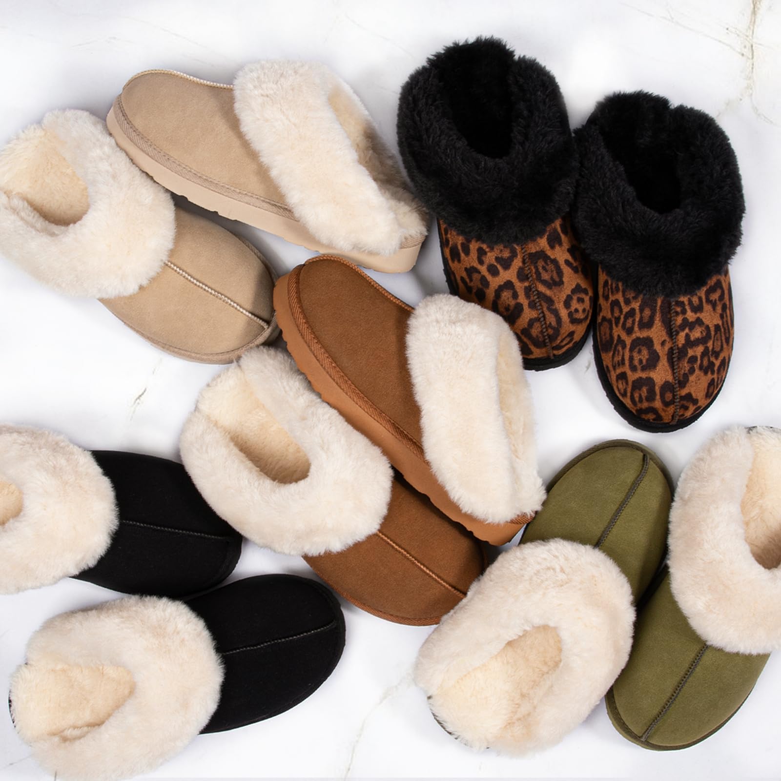 LazyStep Women's Madge Fuzzy Slippers with Comfort Memory Foam, Slip-on Warm Outdoor Indoor House Shoes(Parchment, Size 7-8)