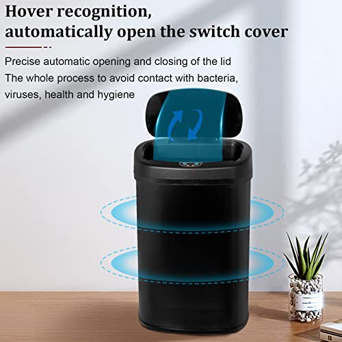 Better Choicet Kitchen Trash Can with Touch-Free Motion Sensor, Automatic Stainless-Steel Trash Can with Lid, Anti-Fingerprint Mute Designed Garbage Can Waste Bin,13.2 Gallon / 50 Liter (Black)