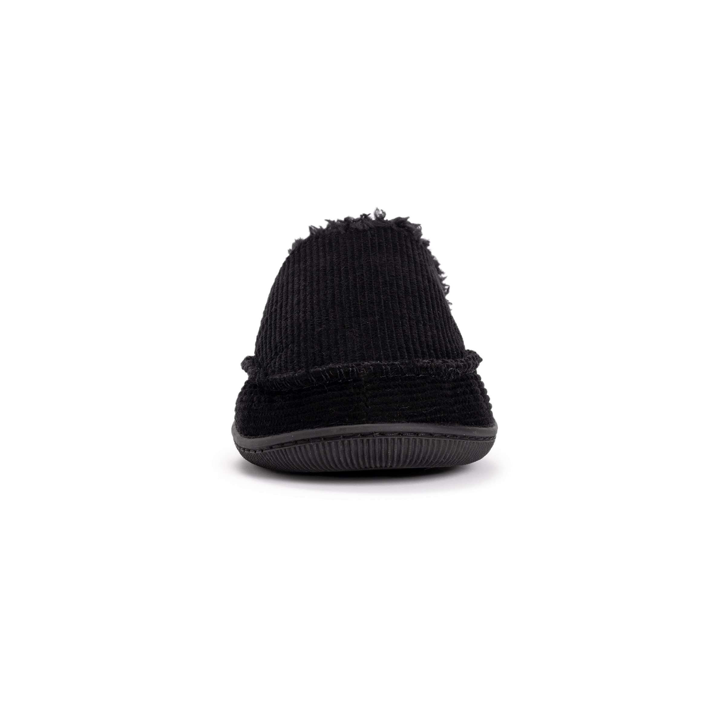 MUK LUKS Men's Corduroy Clogs Slipper, Black, 12