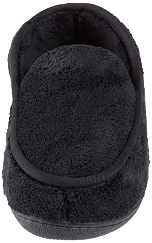 isotoner Men's Microterry Memory Foam Indoor/Outdoor Slip-On Slippers, Black, 11-12
