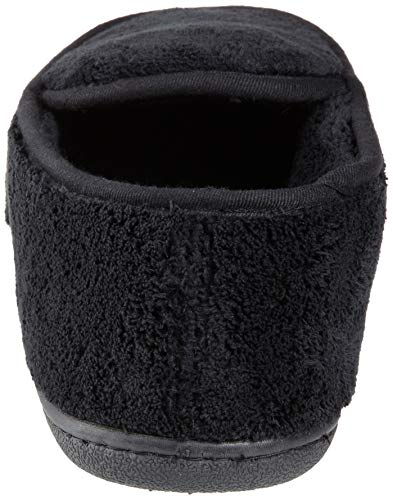 isotoner Men's Microterry Memory Foam Indoor/Outdoor Slip-On Slippers, Black, 11-12