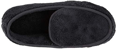 isotoner Men's Microterry Memory Foam Indoor/Outdoor Slip-On Slippers, Black, 11-12