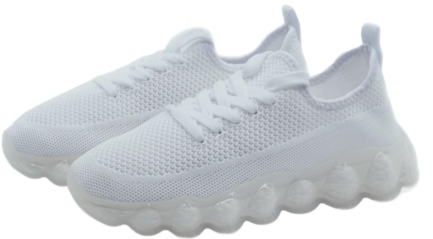 The Fashion Supply Kids' Shoes, Cynthiabubble Sneakers, Lightweight & Breathable, White, Big Kid 2, Athletic Shoes