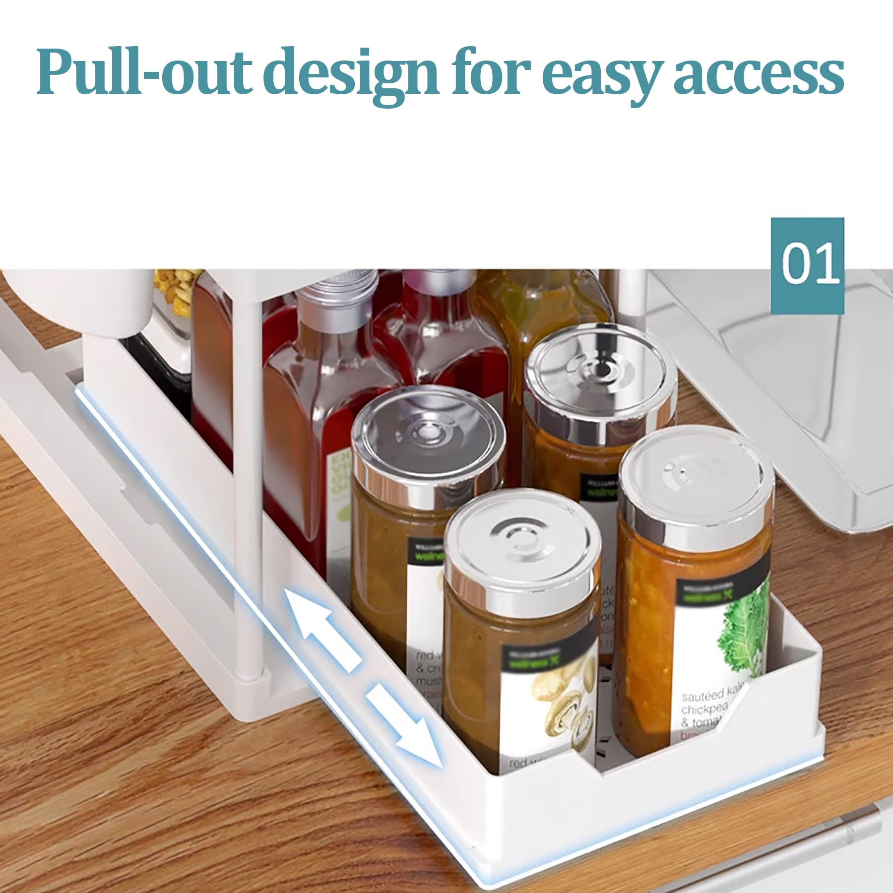 LONONE Under Sink Organizers and Storage Kitchen Under Sink Caddy Kitchen Sink Organizer 2 Tier Bathroom Organizer Under Sink Shelf,White