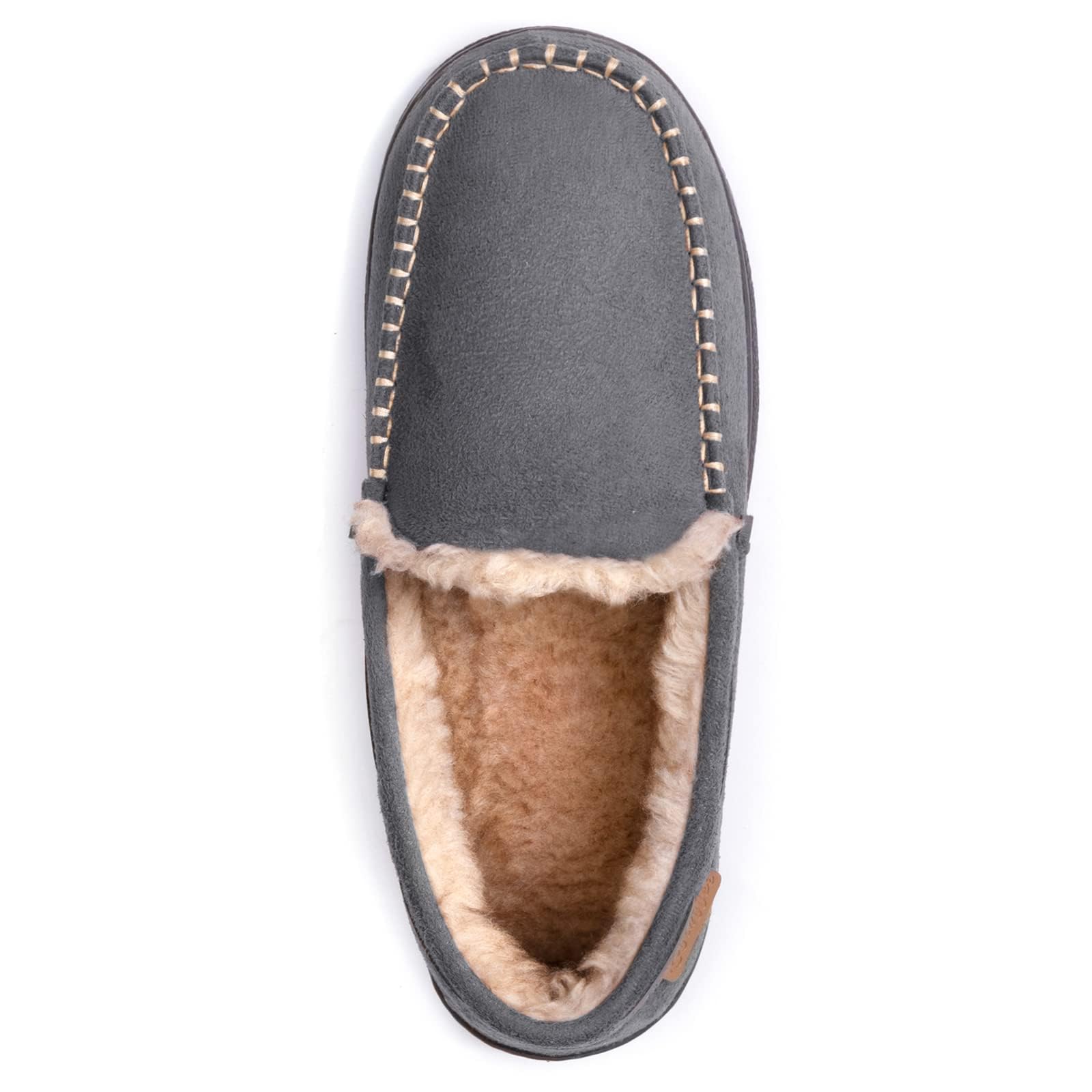 Zigzagger Men's Moccasin Slippers Memory Foam House Shoes, Indoor and Outdoor Warm Loafer Slippers, Grey, 12 M US