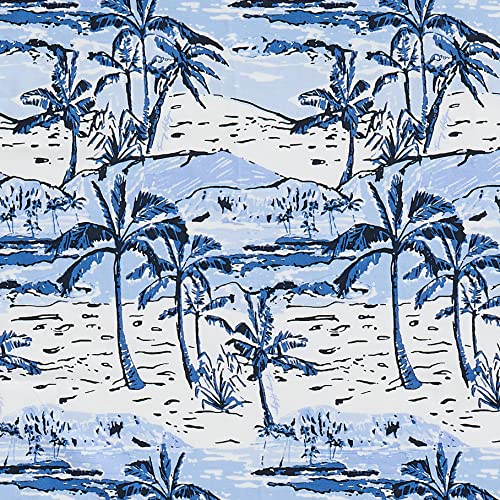 Tommy Hilfiger Palm Scene Printed Set of 3 Sheet Set - 1 Flat Sheet, 1 Fitted Sheet & 1 Pillowcase, Twin/TXL Size, Cotton (Blue)