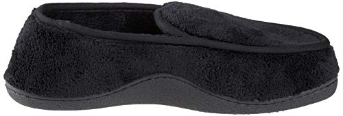 isotoner Men's Microterry Memory Foam Indoor/Outdoor Slip-On Slippers, Black, 11-12
