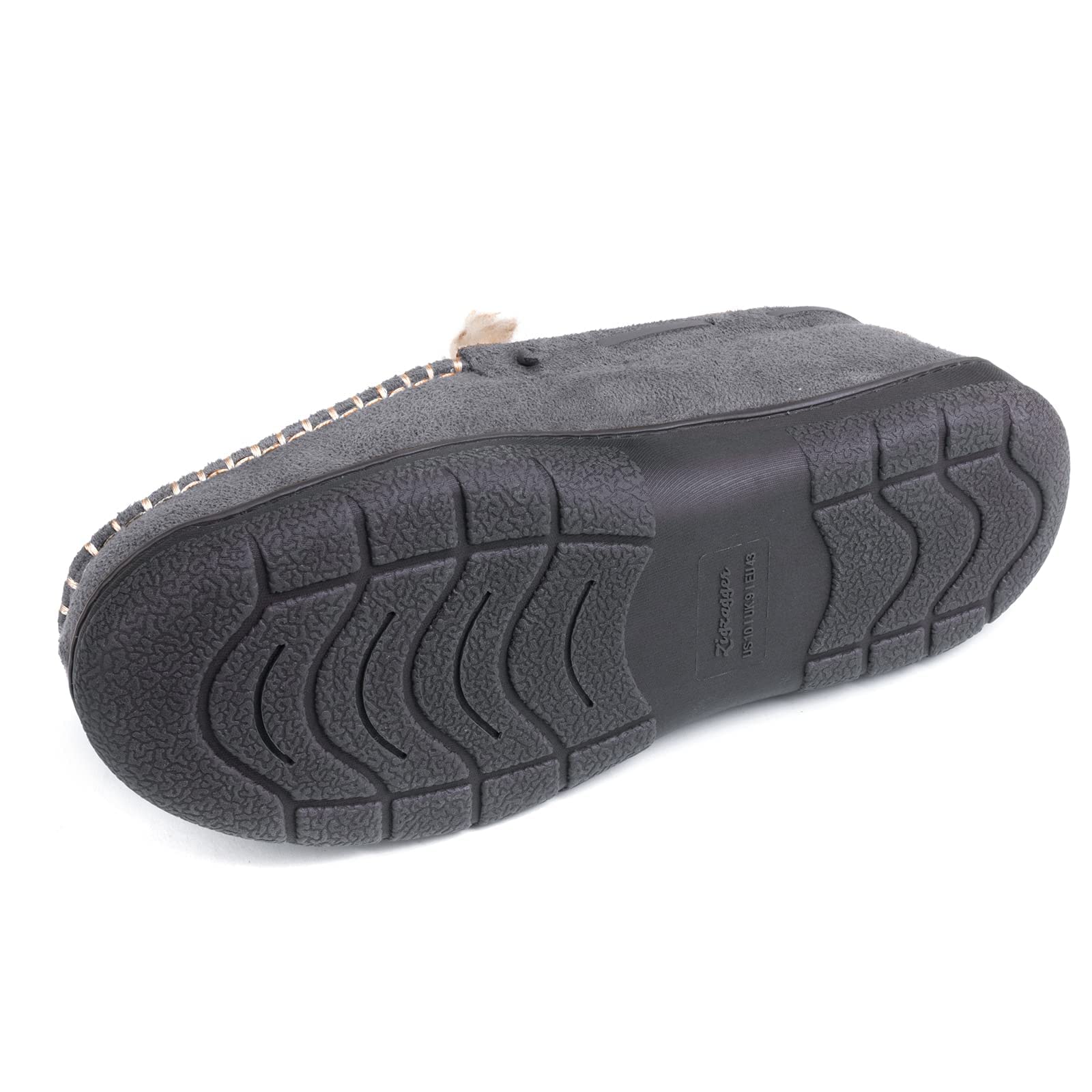 Zigzagger Men's Moccasin Slippers Memory Foam House Shoes, Indoor and Outdoor Warm Loafer Slippers, Grey, 12 M US
