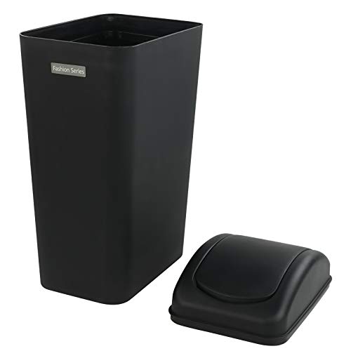Jandson Black Swing Trash Can, Slim Trash Bin for Narrow Space, 14 Liter, F