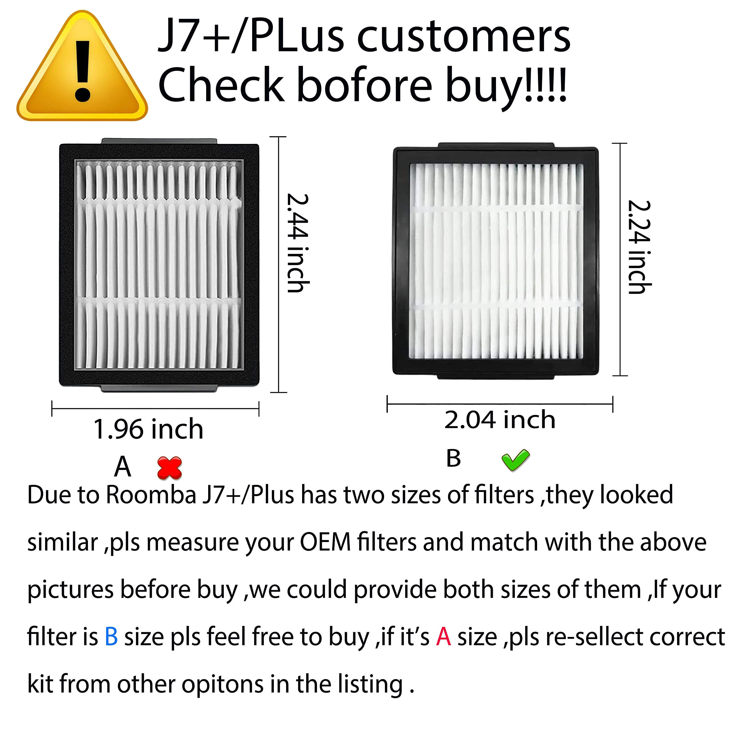 JoyBros Replacement Parts Specific for iRobot Roomba Combo/j7+ (ONLY) Vacuum Cleaner Accessories : 1 Set Rubber Brushes & 4 Filters & 4 Side Brushes & 3 Vacuum Bags