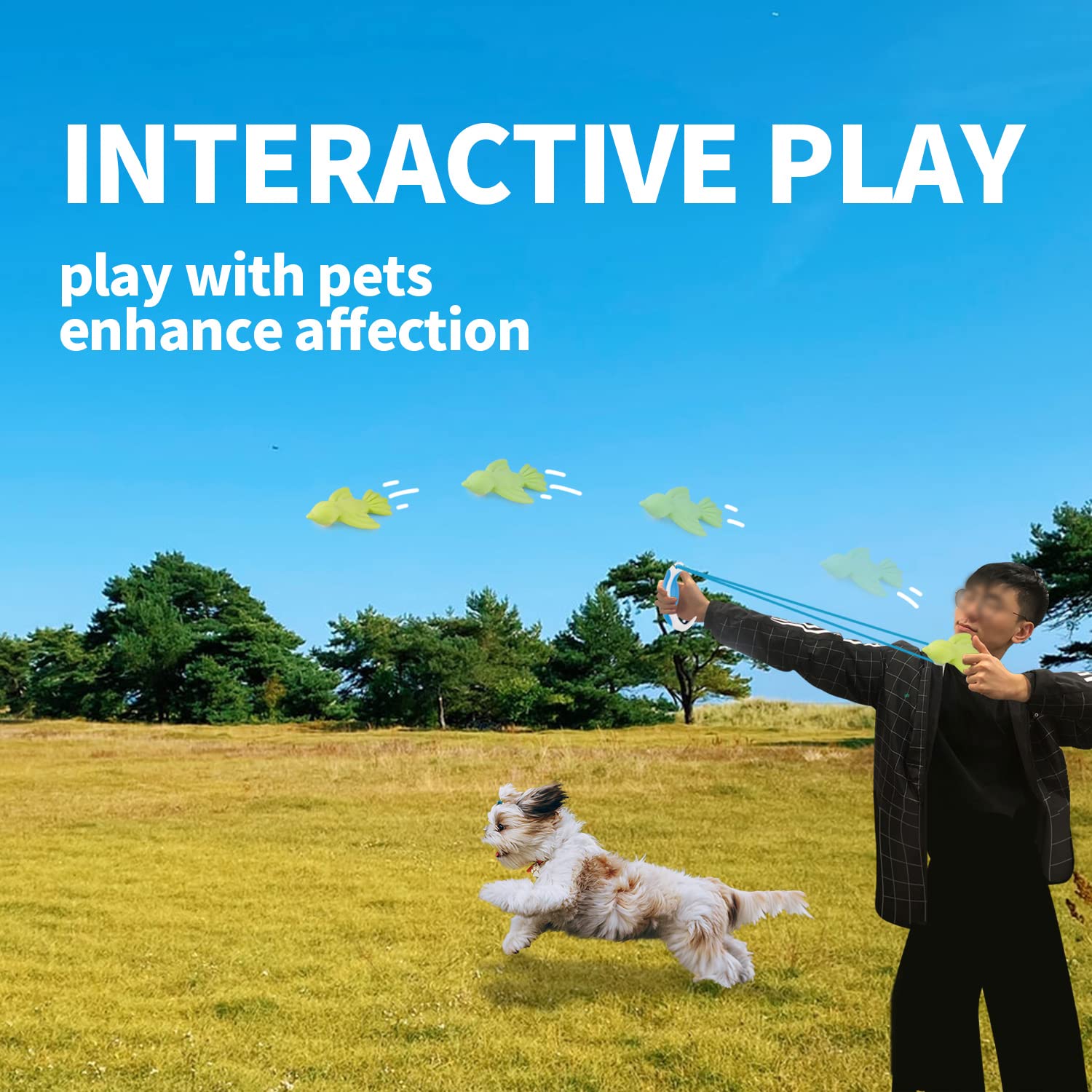 ALL FOR PAWS Dog Flying Toy, Mallard Interactive Dog Toys with Slingshot,Duck Hunting Pet Toys